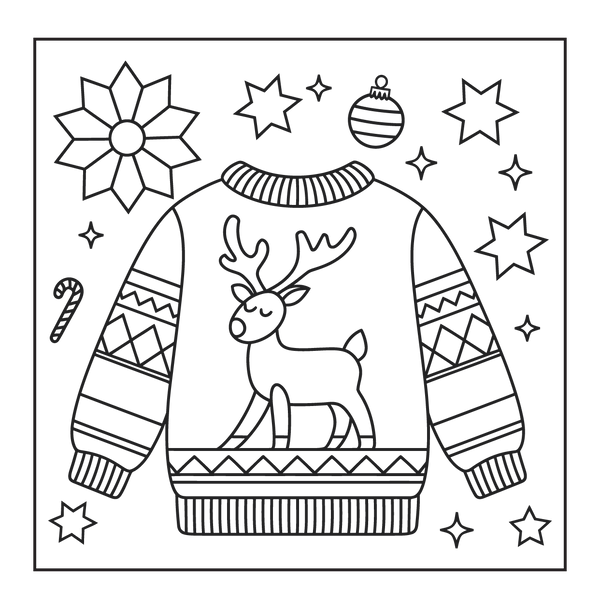 Christmas Sweater Coloring Page – 99SVG