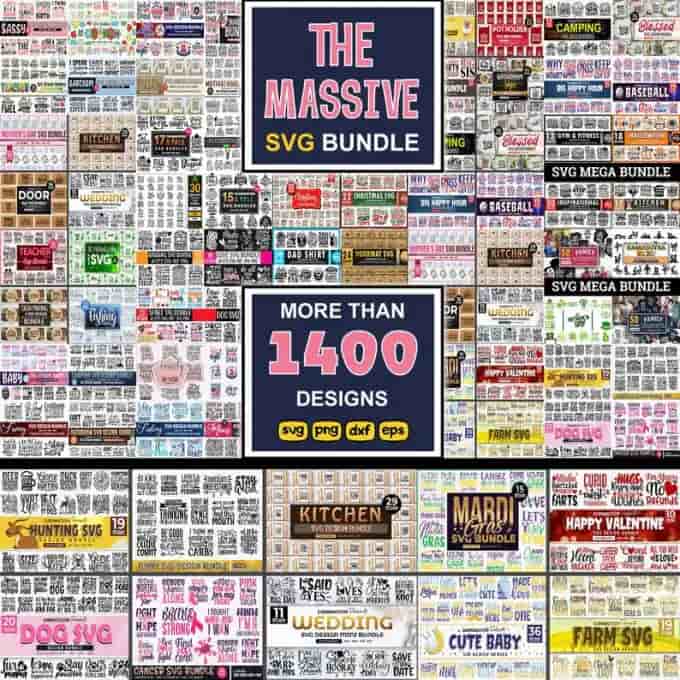 1400 Massive SVG Cut Files Bundle for Cricut | 65 Unique Designs ...