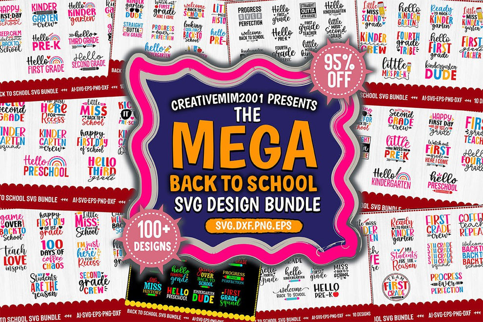 Back to School Mega Bundle - 100+ SVG Designs for Creative Projects – 99SVG